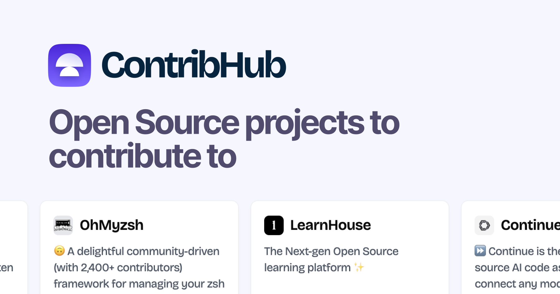 ContribHub : Find Open Source Projects to Contribute to
